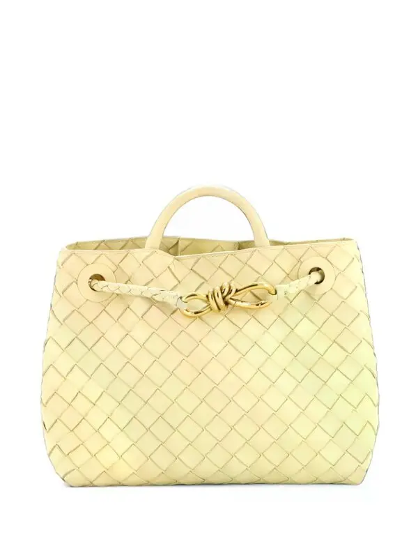Bottega Veneta Andiamo Top Handle Bag Intrecciato Nappa Small Satchel - Yellow