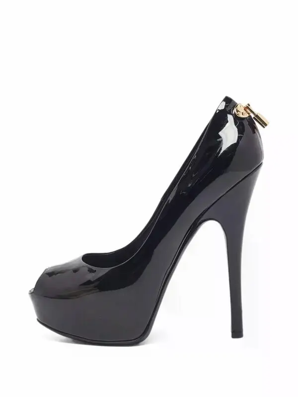 LOUIS VUITTON Oh Really! Patent Leather Platform Pumps - Black