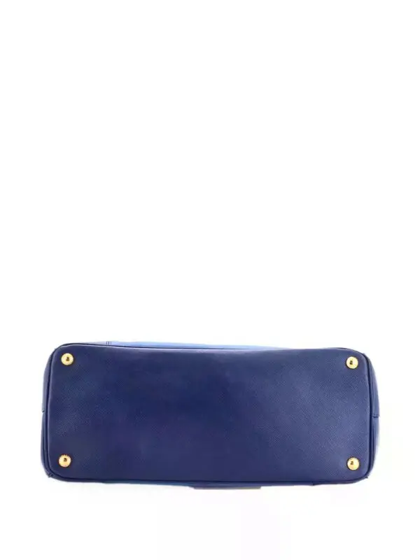 Prada Bicolor Double Zip Lux Saffiano Leather Medium Tote Bag