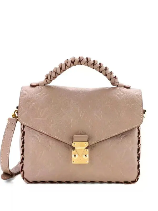 LOUIS VUITTON Braided Handle Pochette Metis Monogram Empreinte Leather Crossbody Bag - Neutrals