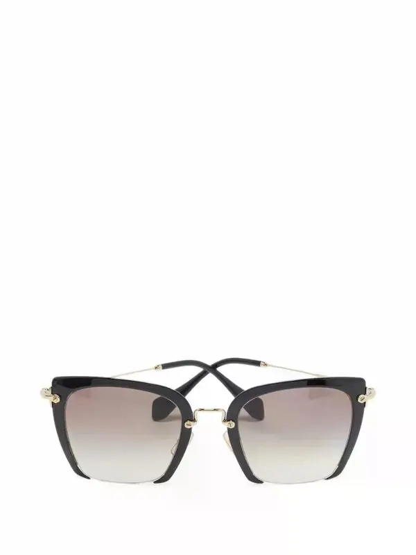 Miu Miu Half-rim Cat-eye Sunglasses - Black