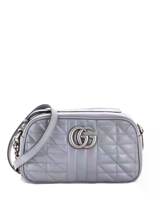Gucci Gg Marmont Shoulder Bag Mixed Matelasse Leather Small Crossbody Bag - Grey