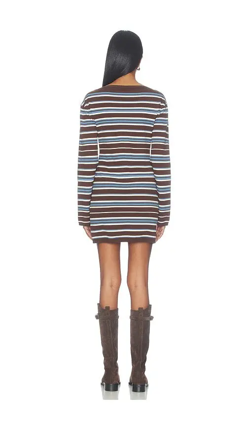LOVERS AND FRIENDS Saara Stripe Sweater Dress In Brown