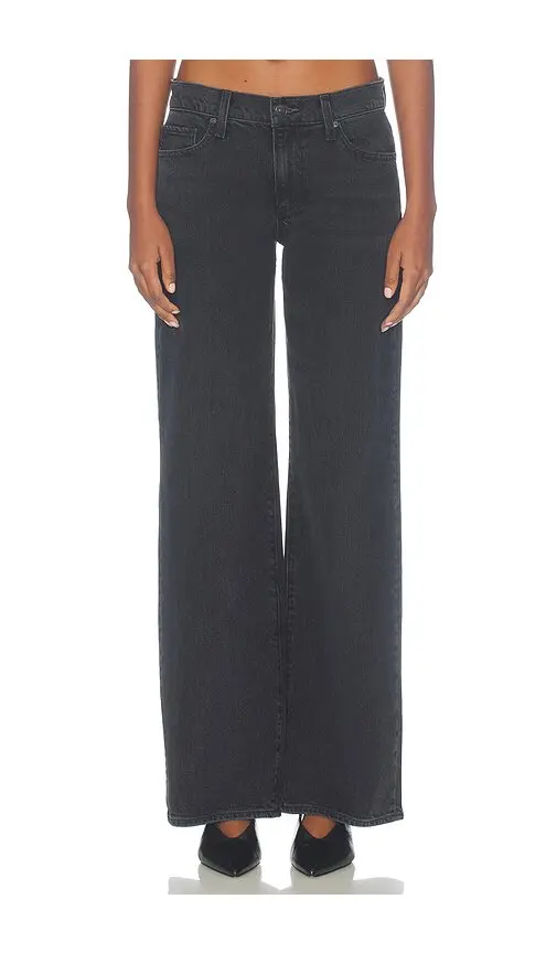 Paige Dana Low Rise Relaxed Slouchy Straight Jeans In Black - Rush