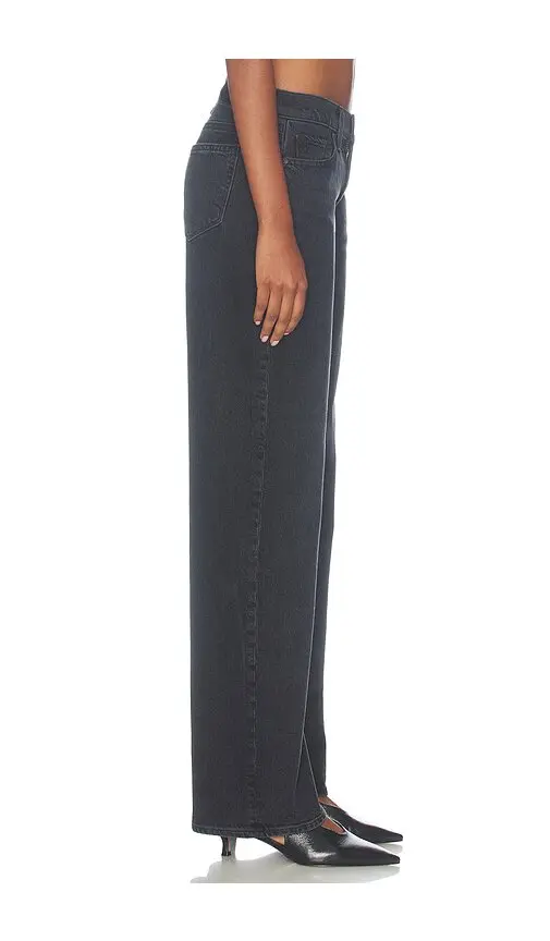 Paige Dana Low Rise Relaxed Slouchy Straight Jeans In Black - Rush