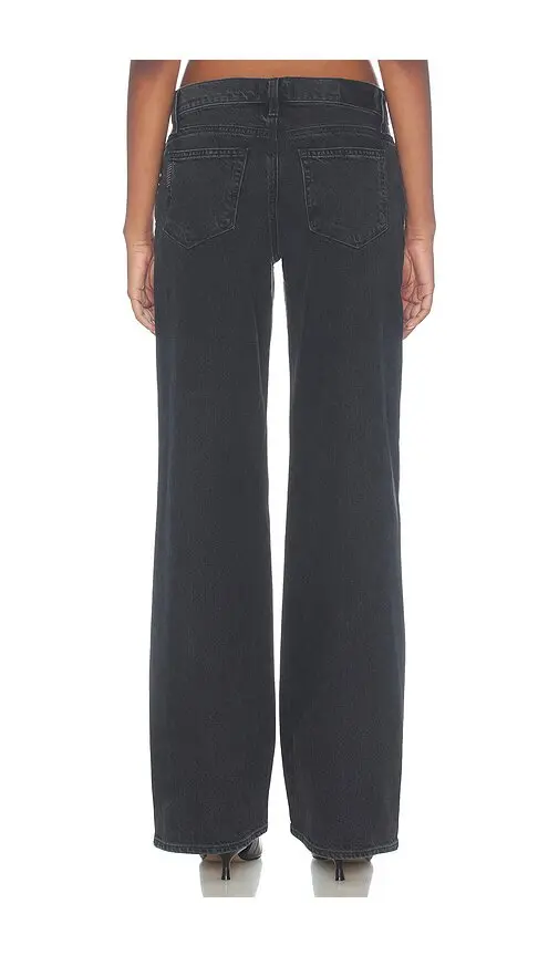 Paige Dana Low Rise Relaxed Slouchy Straight Jeans In Black - Rush