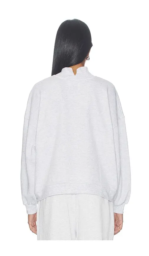 SUNNY SOMEWHERE Nyc Apple Bite Mockneck Sweater In Grey