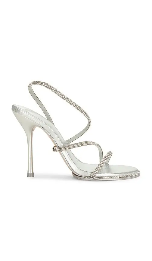 Cult Gaia Candace Pave Sandal In Metallic Silver - Clear