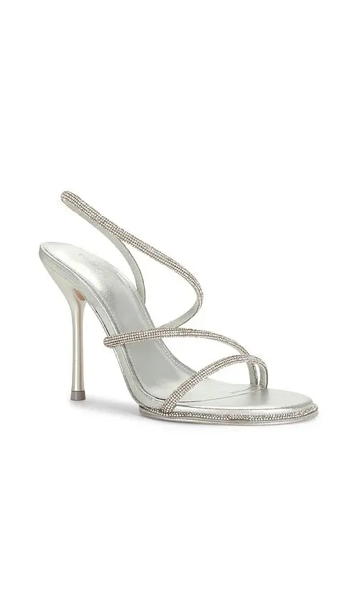 Cult Gaia Candace Pave Sandal In Metallic Silver