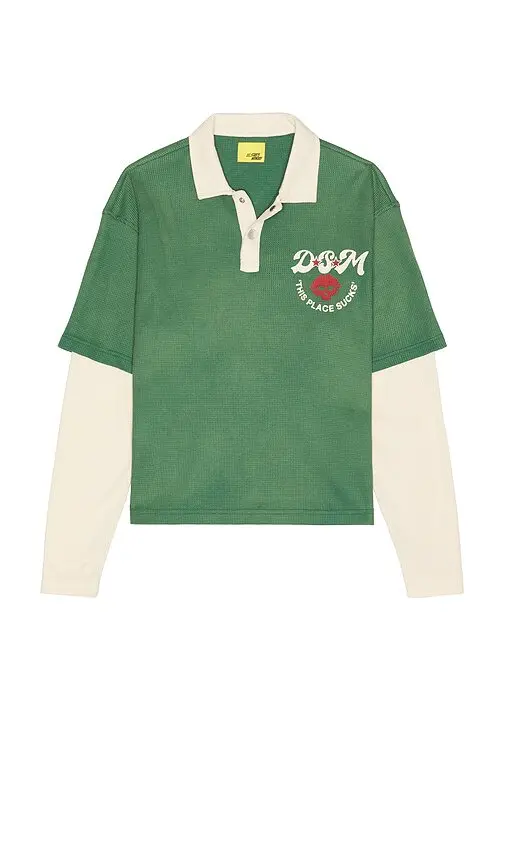 DIET STARTS MONDAY Hollywood Waffle Polo - Green