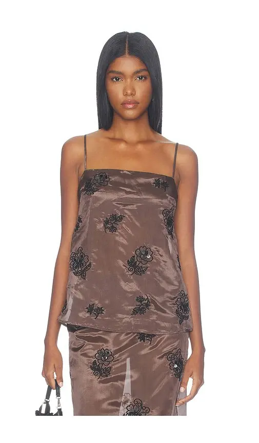LOVERS AND FRIENDS Kit Embellished Top - Brown