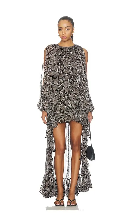 Rococo Sand Hi-lo Ruffled Dress In Multi