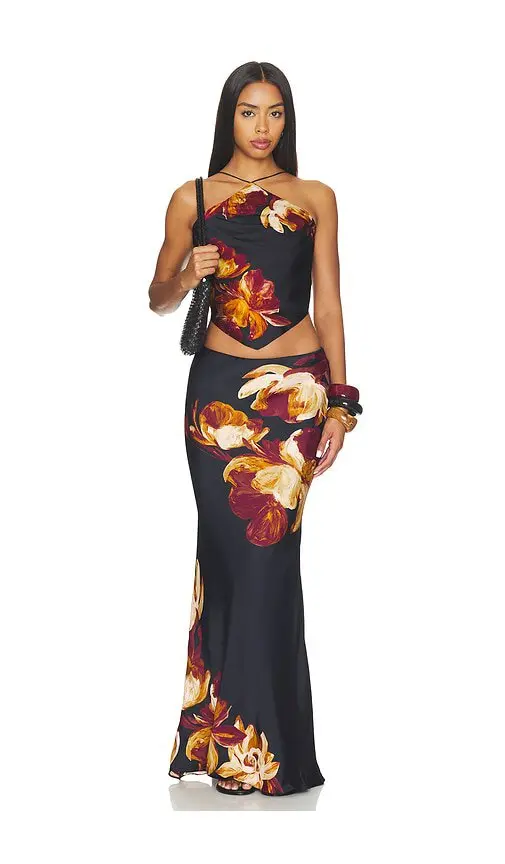 Rococo Sand Halter Neck Top In Multi - Black