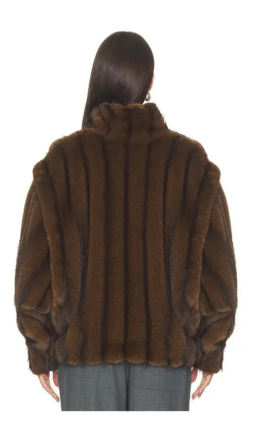 DUCIE Katja Faux Fur Jacket In Brown