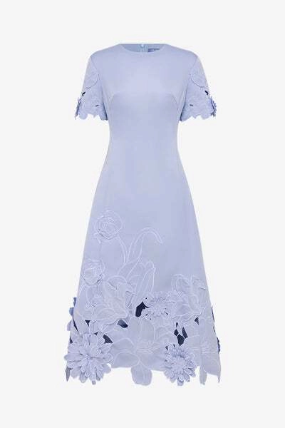 LEO LIN Caroline Applique Short Sleeve Midi Dress