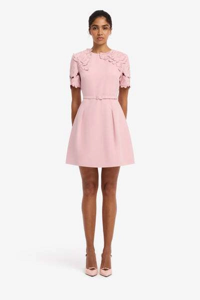 LEO LIN Aurelie Applique Short Sleeve Mini Dress - Rose