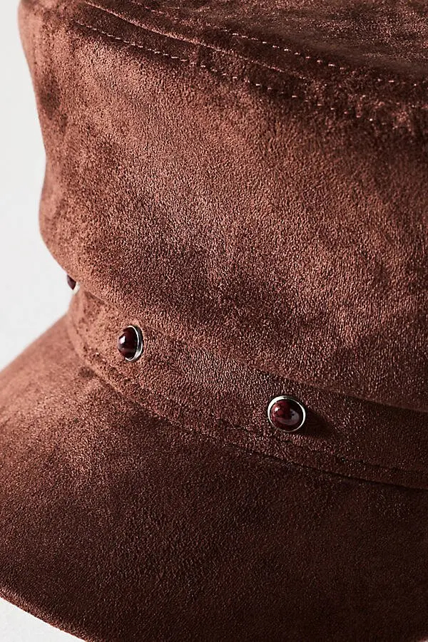 WYETH Studded Newsboy Cap - Brown