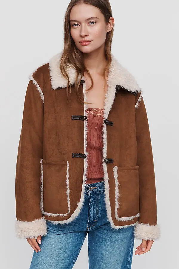 Anthropologie Faux Suede Jacket - Cedar