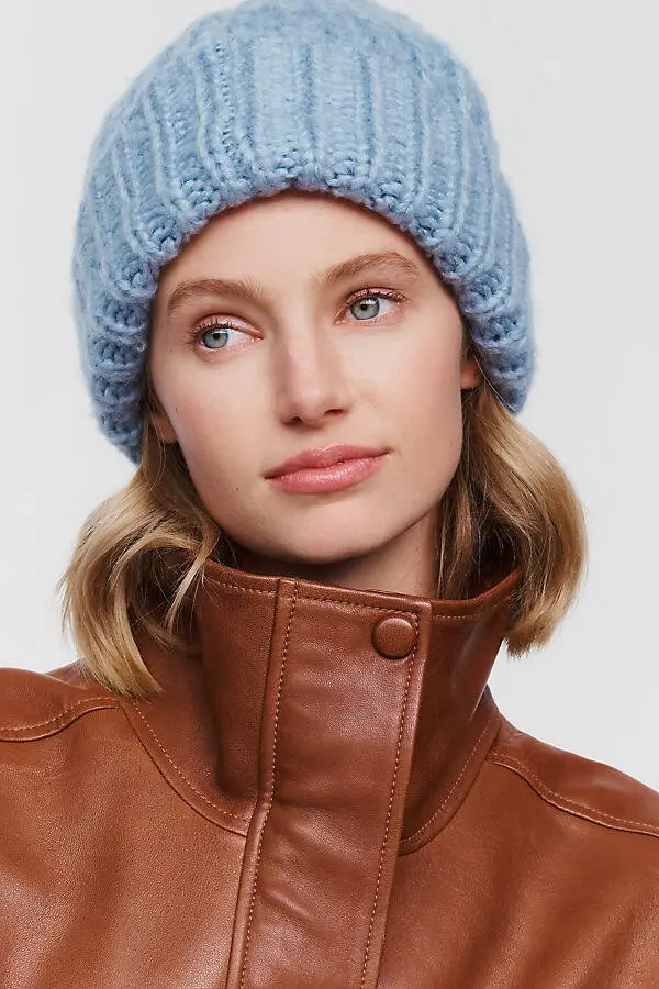 Anthropologie Waffle Knit Beanie - Blue