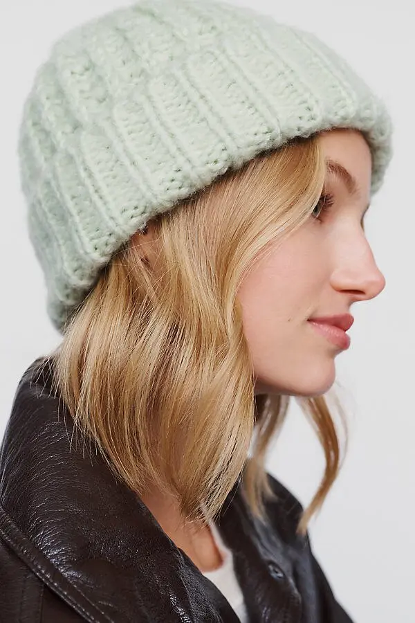 Anthropologie Waffle Knit Beanie - Mint