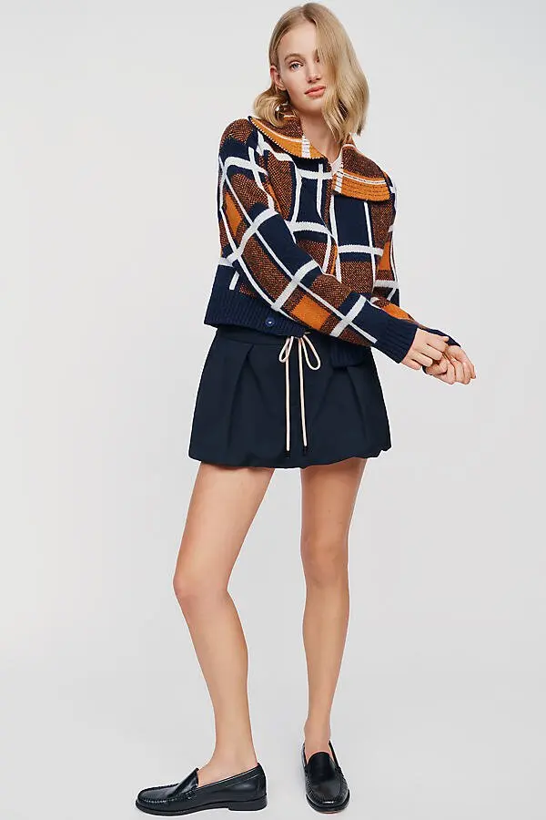 ALIGNE Carmen Wool Blend Plaid Cardigan Jacket