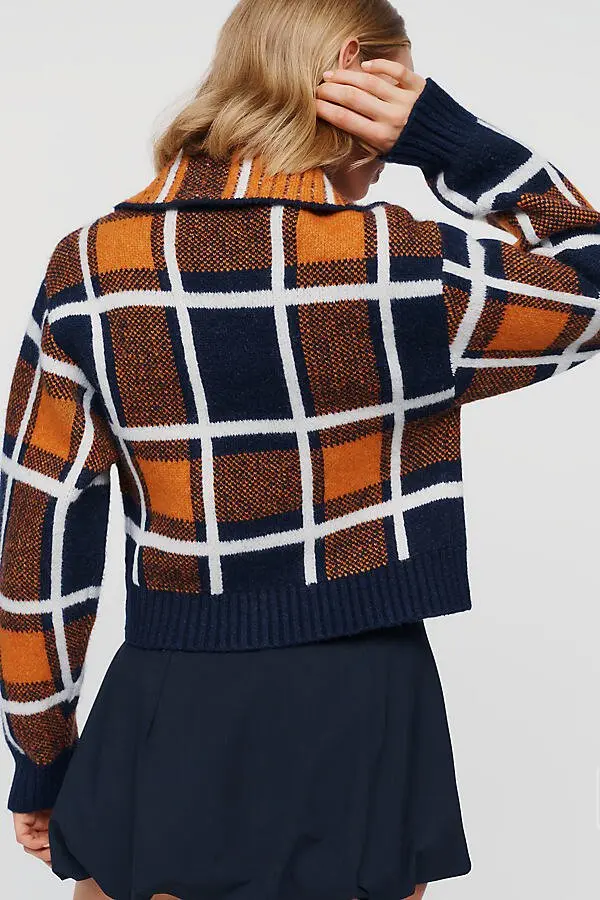ALIGNE Carmen Wool Blend Plaid Cardigan Jacket