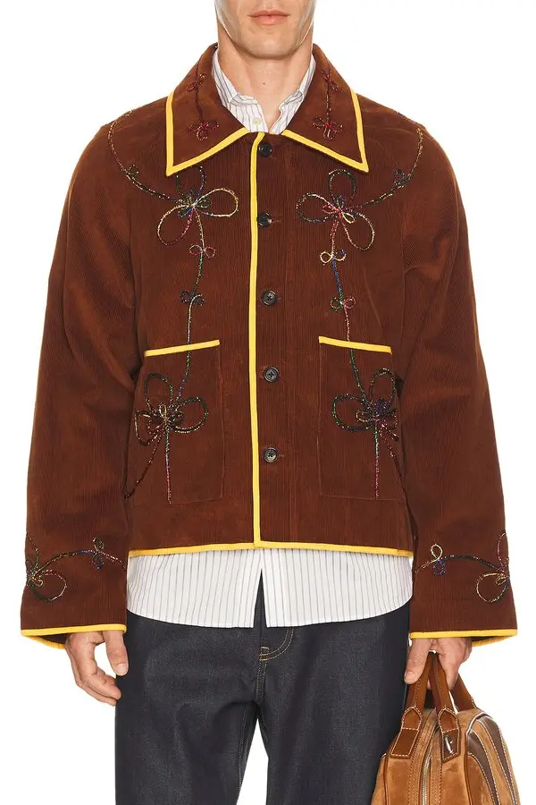 BODE Cactus Couching Jacket In Brown - Multi