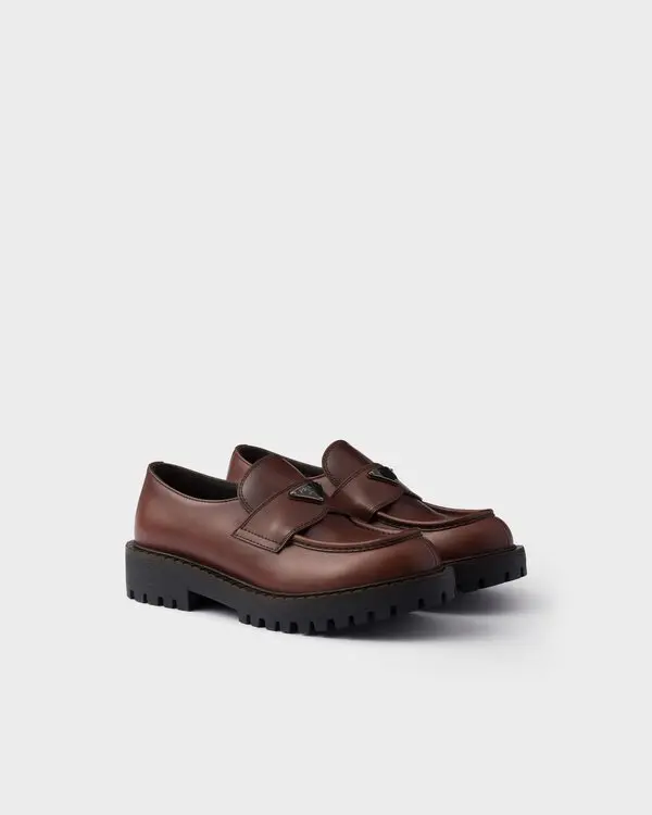 Prada Brushed Leather Loafers