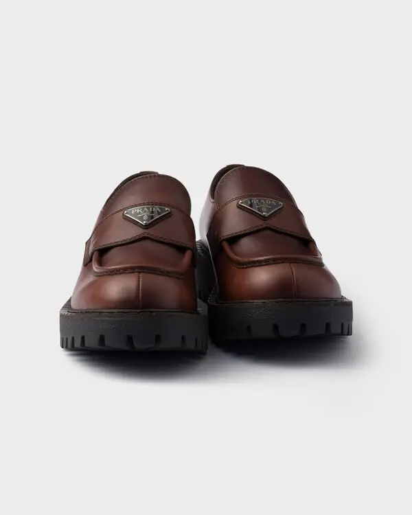 Prada Brushed Leather Loafers