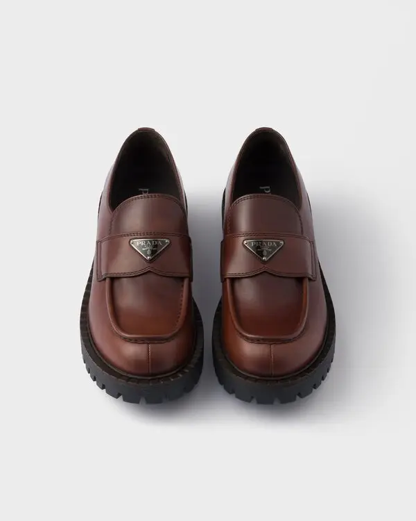 Prada Brushed Leather Loafers