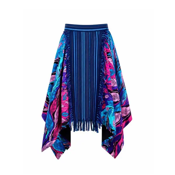 GNG VOGUE Idia Blue Asooke Skirt - Blue/pink