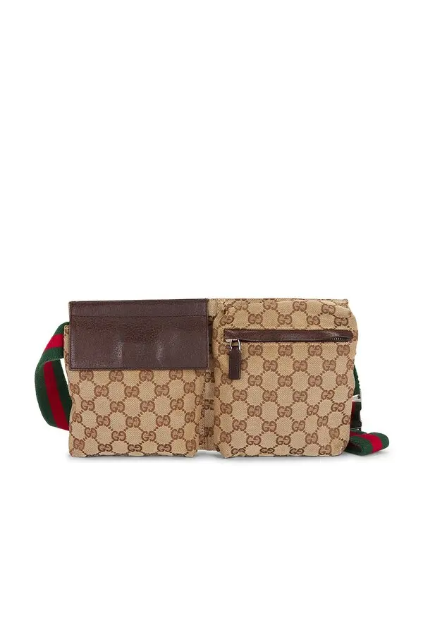 Gucci Vintage Double Pocket Belt Bag - Brown