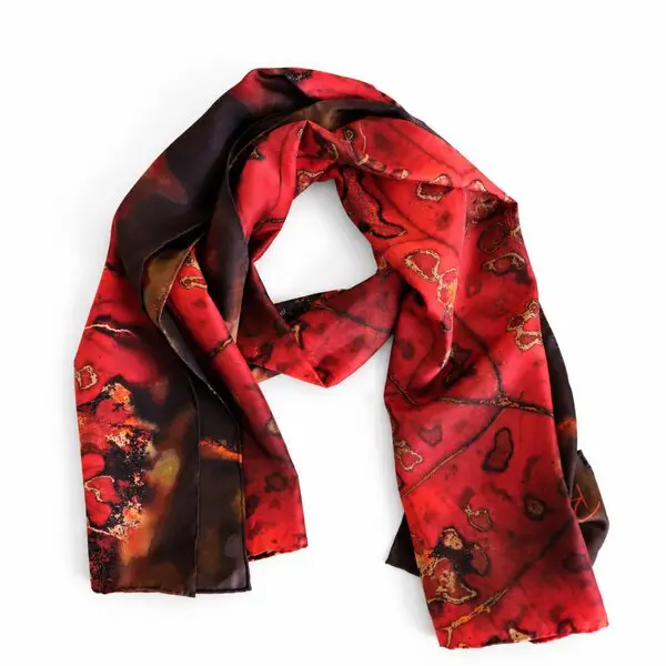 RICHARD STONE STUDIO Crimson Silk Scarf