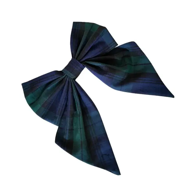 SYLKI Tartan Hair Bow - Blue