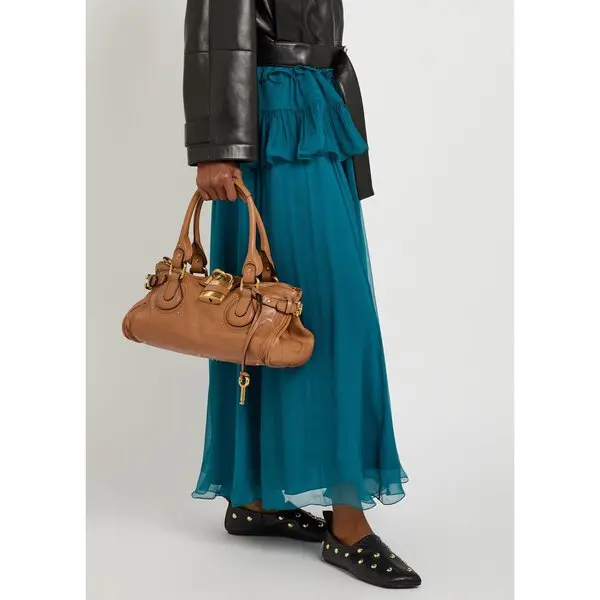 Chloé Grain Studded Shoulder Bag - Brown