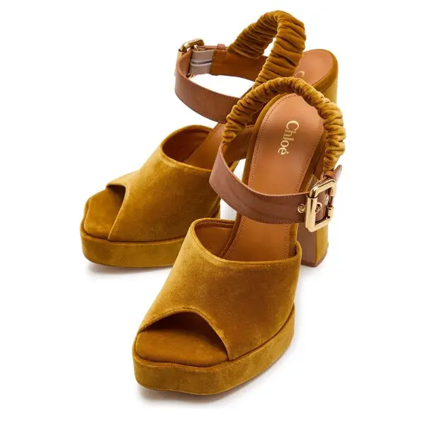 Chloé Suede Heeled Sandals - Brown