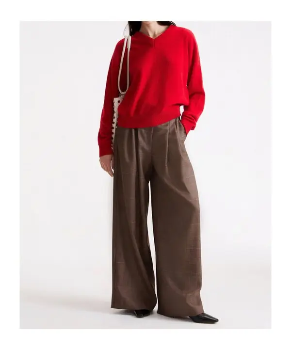 Marella Pleated Check Wideleg Trousers