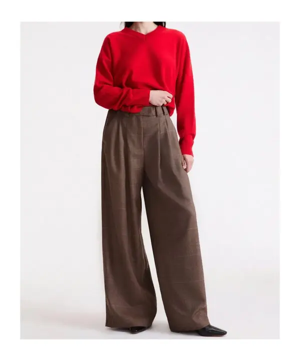 Marella Pleated Check Wideleg Trousers