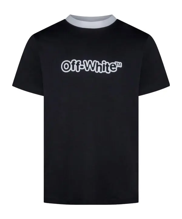 Off-White Round-neck Short-sleeved T-shirt - Black