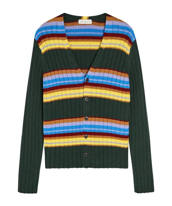 Dries Van Noten Striped V-neck Knit Cardigan