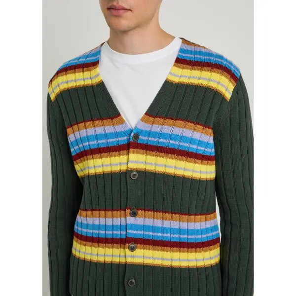 Dries Van Noten Striped V-neck Knit Cardigan