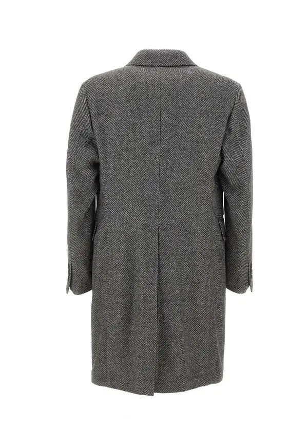 Eleventy Herringbone Double-breasted Coat