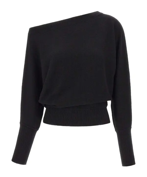 Marella Gola Asymmetric Knitted Sweater - Black