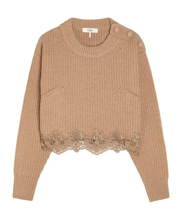 Chloé Wool And Cashmere Blended Sweater - Nude