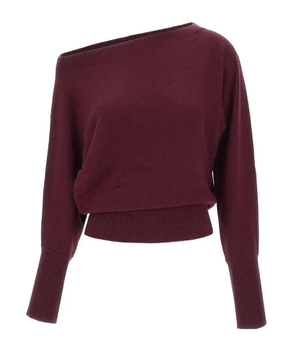 Marella Gola Asymmetric Knitted Sweater - Red