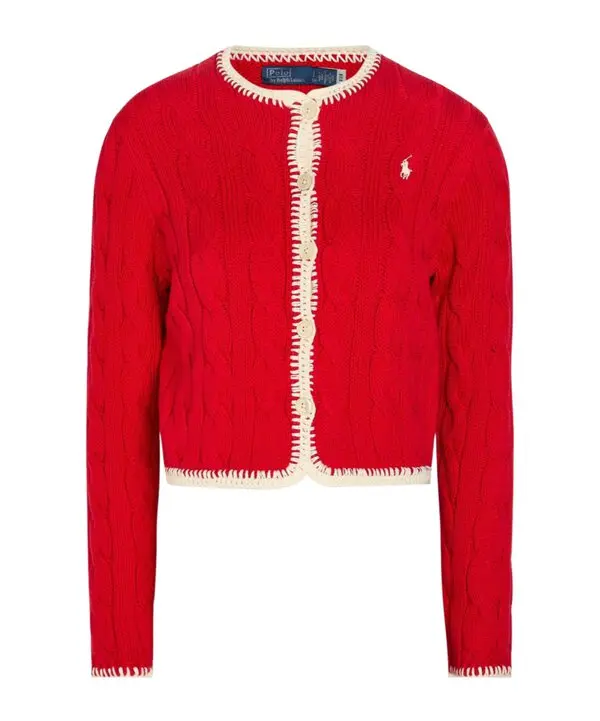 Polo Ralph Lauren Cotton Slim-fit Cropped Cardigan - Red