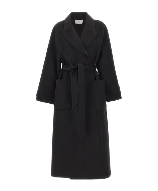 KAOS Belted Long Coat - Black