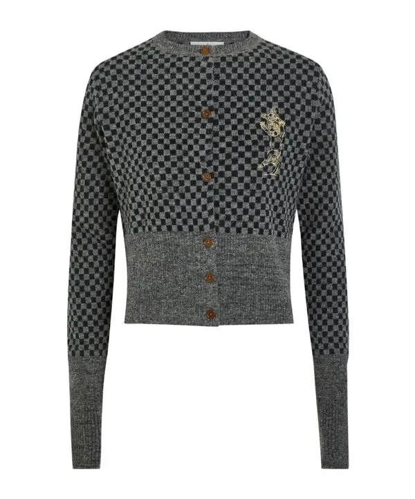 VIVIENNE WESTWOOD Checked Knitted Cardigan - Black