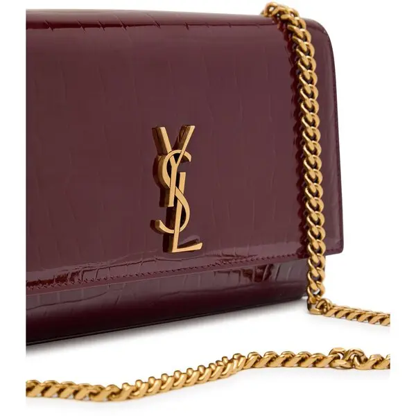 Saint Laurent Glossy Croc-embossed Shoulder Bag