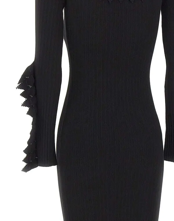 Blumarine Scalloped Ribbed Midi Dress
